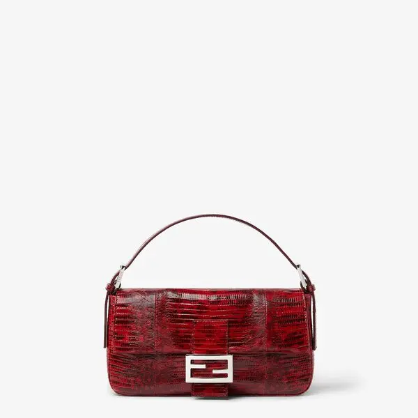 Fendi Baguette® 26424 Burgundy Lizard-leather Bag - [red]